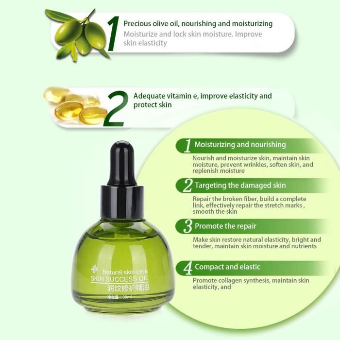Huile essentielle de vergetures MXZZAND - 30ml - à base d'huile d'olive ...