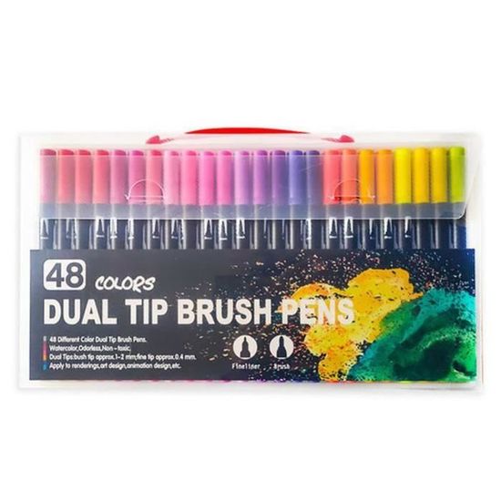 Feutres Coloriage 48 Feutre Dessin Coloeurs Feutres Aquarell Avec Stylo ...