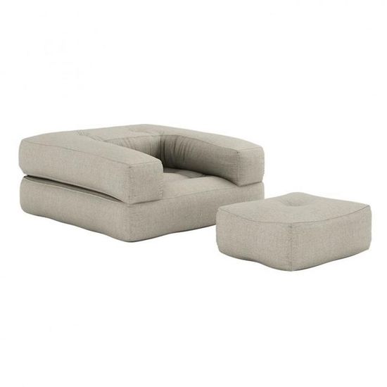 Fauteuil futon standard convertible CUBE CHAIR couleur lin - Cdiscount ...