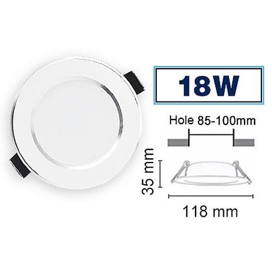 SPOTS,18W-AC 220V Cold White--Spot lumineux LED encastrable circulaire ...