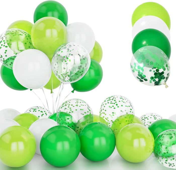 30 Pices Ballons Verts 12 Pouces Verts Confettis Ballons Latex Hlium ...