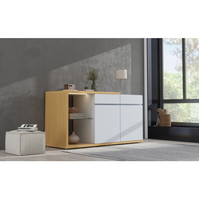 LED Sideboard Largeur 120 cm, Sideboard multifonctionnel,Commode 2 ...