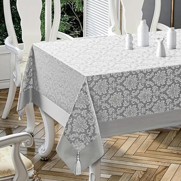 Nappe De Table Grise Rectangle De 6-8 Personnes, Nappe De Cuisine ...