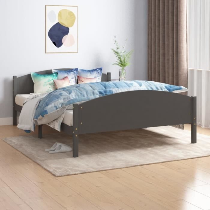 (ONSALE)Bon Sommeil• Luxus - Lit Grand Adulte - Cadre de lit Gris foncé ...