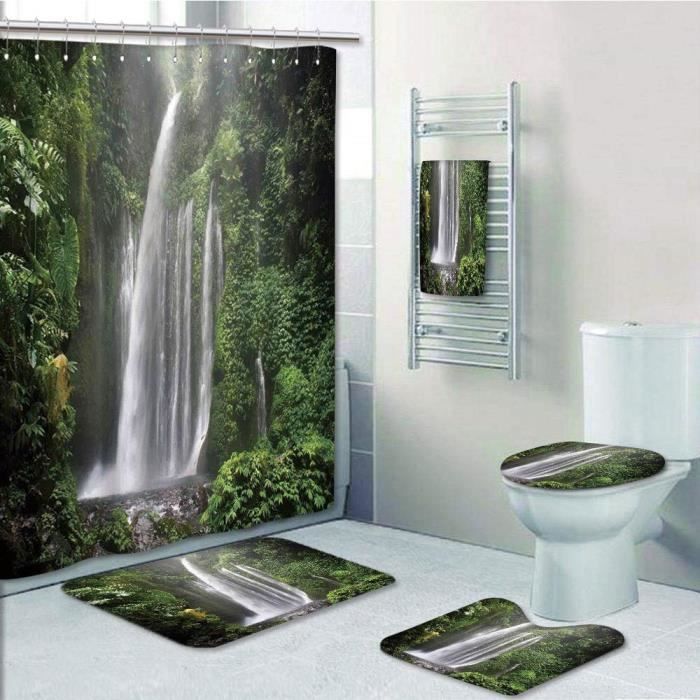 Exotic Rainforest Indonésie Arbres tropicaux 5 pièces Rideau de douche ...