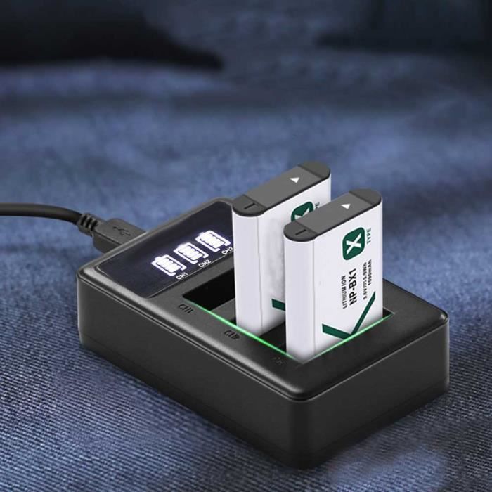 Chargeur de batterie NP-BX1 USB, chargeur de batterie à trois emplacements avec écran LCD ...