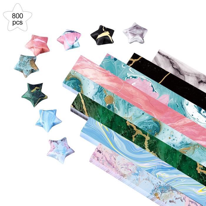 Papier à plier,Lot de 800 bandes de papier Origami en marbre,artisanat ...