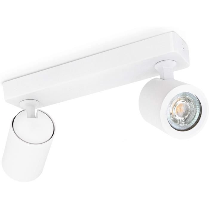 Tenjo Lot De 2 Spots De Plafond À 2 Ampoules Led Gu10 Blanc Chaud 6 W ...