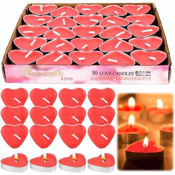 Bougie Chauffe Plat St Valentin, Lot De 50 Bougies Chauffe Plat Coeur ...