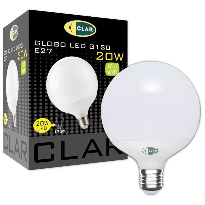 Ampoule LED Globe E27 - CLAR - 20W - 1300 lm - 360º - Blanc Chaud ...