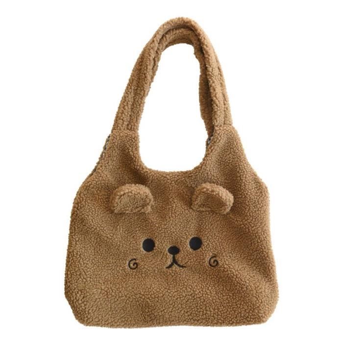 Besace HVVPH Women Lamb Like Fabric Shoulder Bag Plush Bear Canvas ...