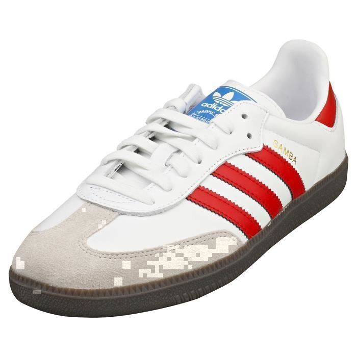 Baskets - adidas - SAMBA OG - Homme - Blanc Rouge - Cuir et Synthetique ...