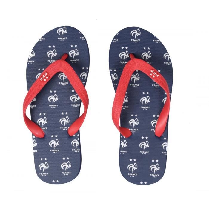 Tongs enfant FFF All Over - bleu marine/blanc/rouge - 35/36 - Textile ...