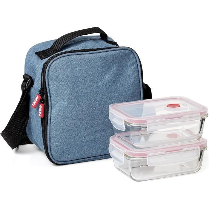 Sac repas isotherme, capacité 3 L, avec 2 boîtes en verre scellées 0,57 ...