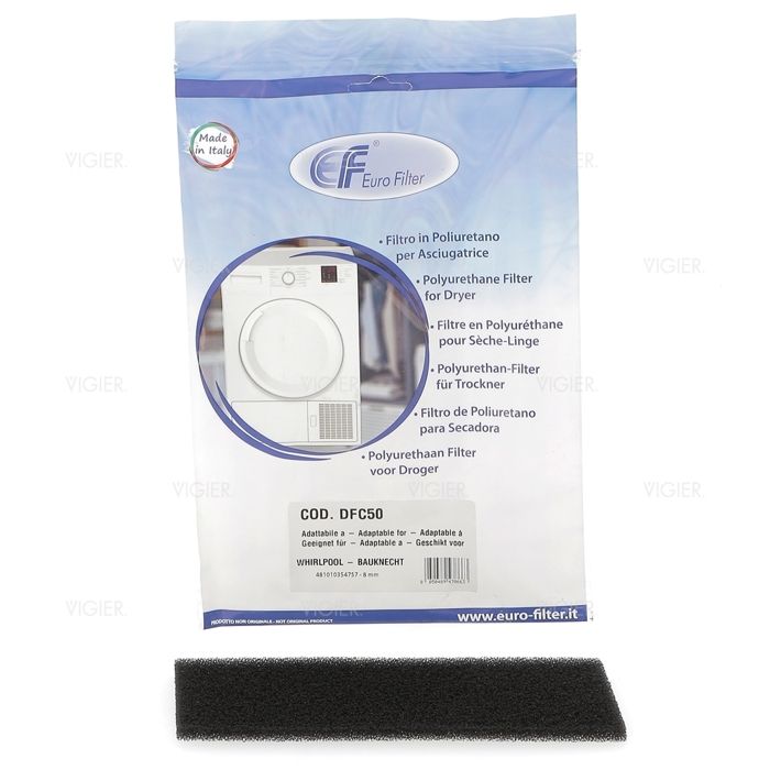 Filtre mousse sèche-linge - WHIRLPOOL - 481010354757 - 225x108x7mm ...