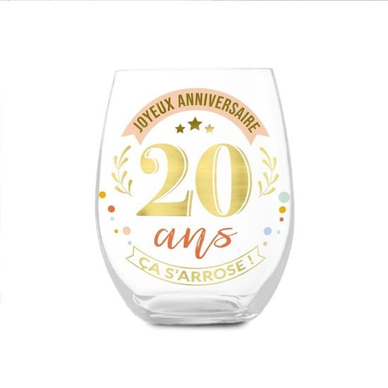 VERRE ROND TRANSPARENT ANNIVERSAIRE 20ANS - Cdiscount Maison