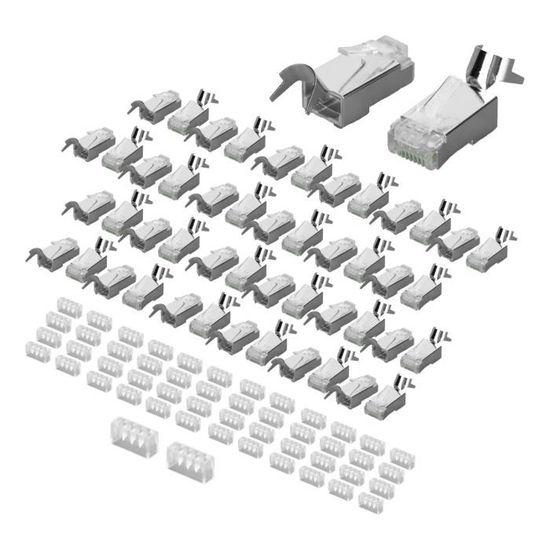 HURRISE Prise RJ45 Connecteur de câble réseau NW017 Blindage plaqué or Cat7 RJ45 8P8C Émetteur ...