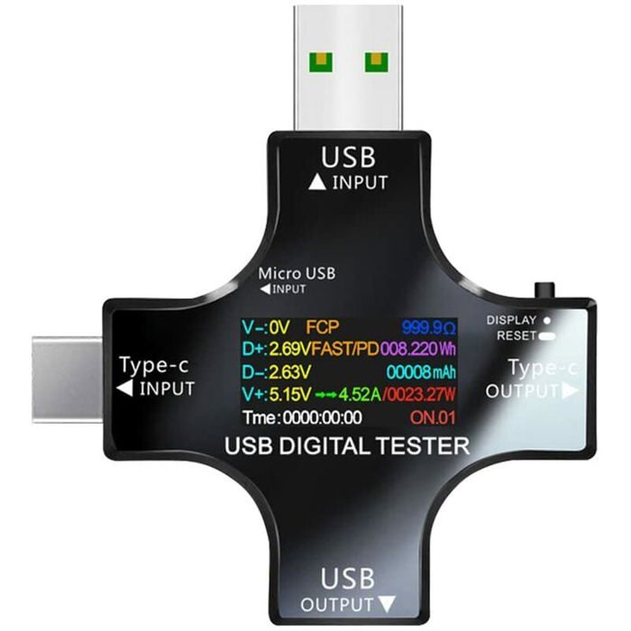 Testeur USB Multimtre USB C Meter de Courant et de Tension 33-30V 0-51A ...