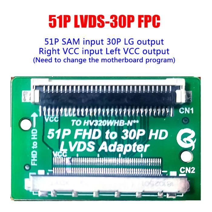Carte Adaptateur Lvds 51 Broches Fhd À 30 Broches Hd, Connecteur De Convertisseur Ffc Fpc Lvds ...