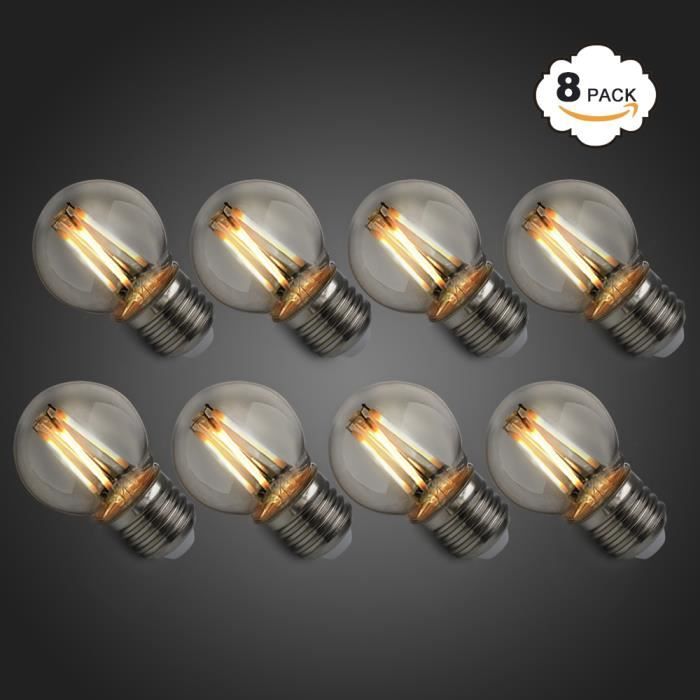 Ampoule LED G45 E27 4W 400Lm Transparent Vintage Blanc Chaud 2700K - Lot de 8 - Cdiscount Maison