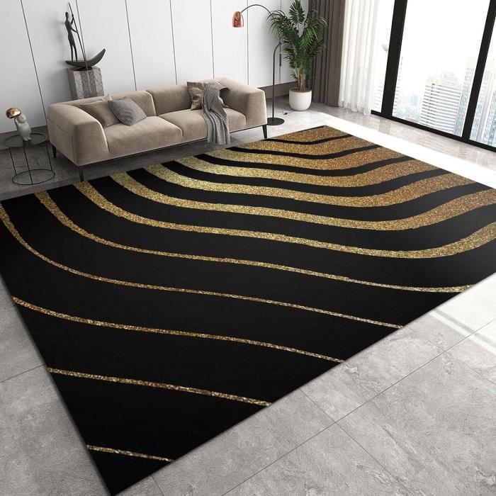 Tapis De Salon De Luxe Moderne Et Minimaliste - Motif Vagues Noires ...