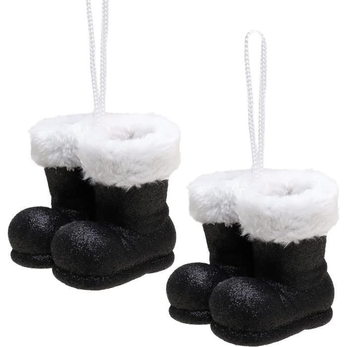® Lot De 2 À 10 Cm De Bottes De Père Noël À Suspendre À Paillettes Avec ...