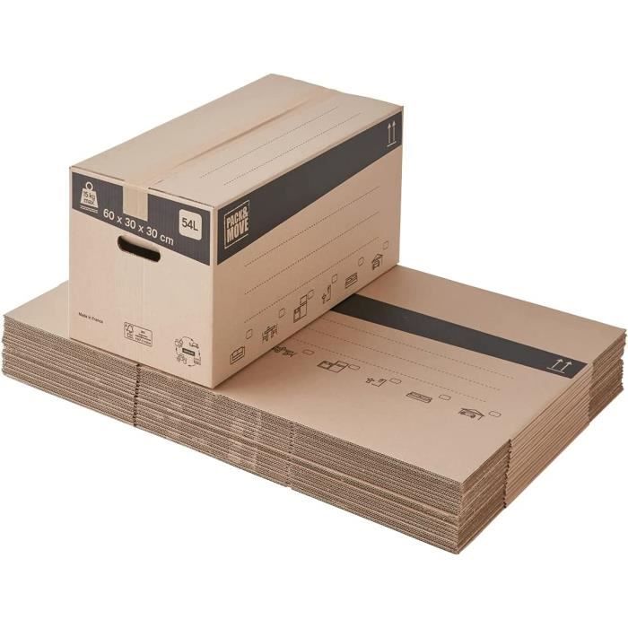 Lot de 40 cartons de déménagement 54L - Pack and move - 60 x 30 x 30 cm ...