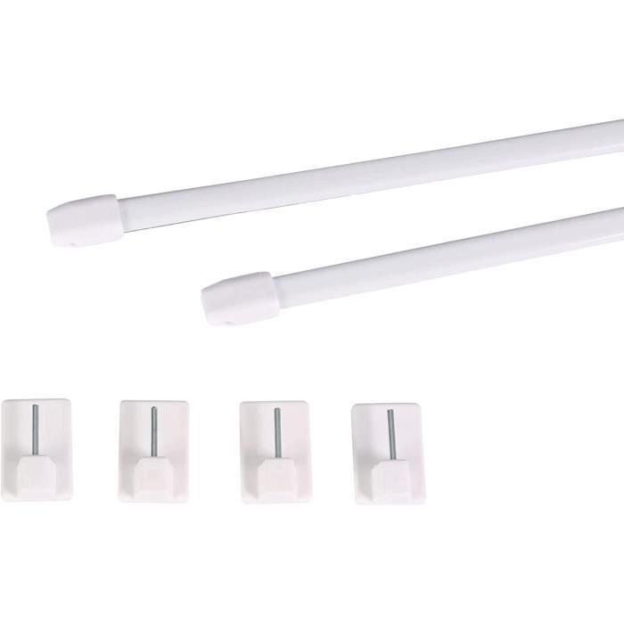 Lot de 2 tringles à rideaux ovales avec crochet adhésif Blanc Longueur ...