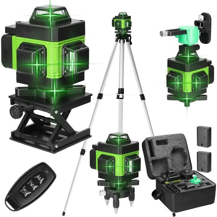 Niveau laser, 4D 16 lignes horizontales et verticales, avec 2 piles ...