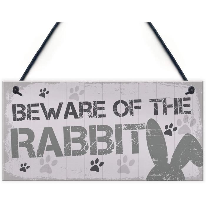 Beware Rabbit Home Door Panneau Humoristique Pour Clapier Accessoires ...