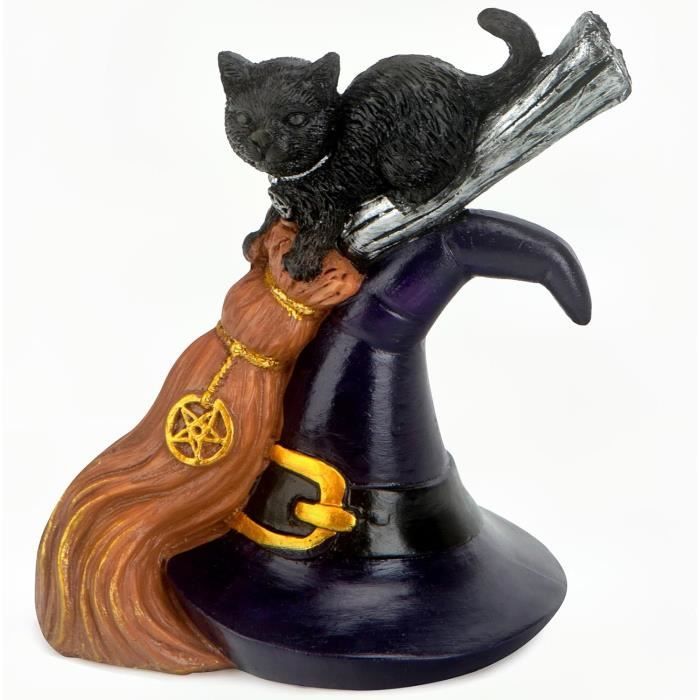 Evil Cat Broom - Statue De Chat Noir - En Résine - Sculpture De Chat ...
