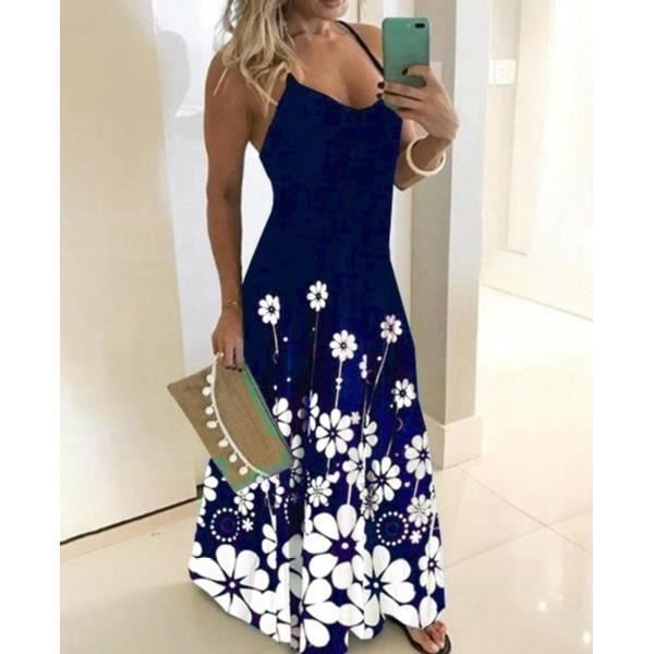 Robe,2021 femmes décontracté sangle ample Robe couleurs été Sexy Boho ...