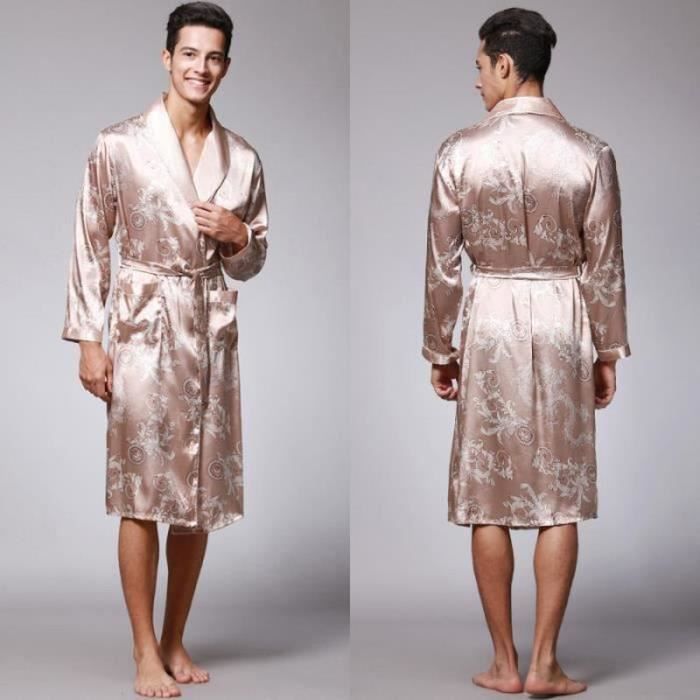 Peignoir pour hommeiToobe robe de chambre en soie kimono pyjama avec ...