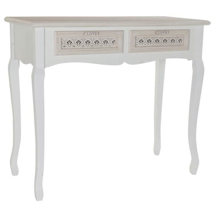 Console Table console 2 tiroirs en MDF coloris blanc - Longueur 90 x ...