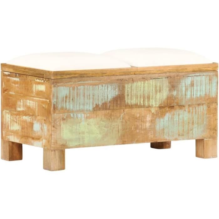 Banc de Rangement Bois Massif Recyclé Coffre Banquette d'Entrée96 - Cdiscount Maison
