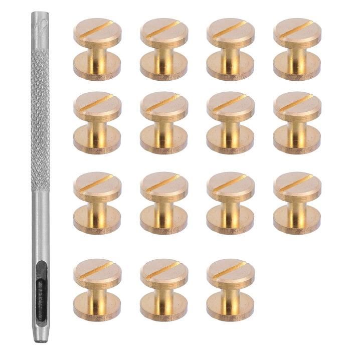 16 Pcs Chicago Vis Trou Perforateur Set Vis Arrière En Métal Attaches ...