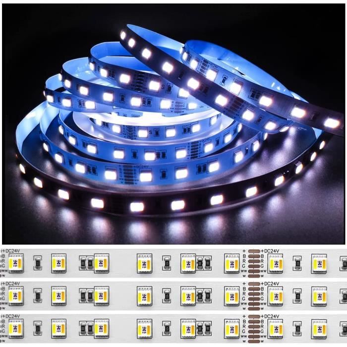 Ruban Led 24V, 5 En 1 Puce Rgb + Cct, Rgb + Blanc + Blanc Chaud (2800K ...