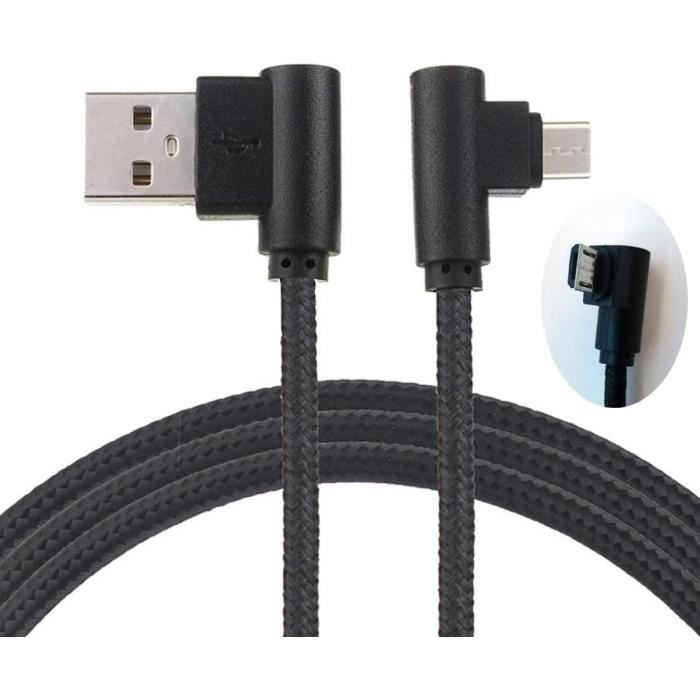 Long Angle Droit Micro Câble Usb, Nylon Tressé 90 Degré Usb A À Micro B ...
