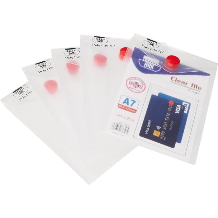 33584 Lot de 5 classeurs à rabat avec bouton pression Transparent A317 ...