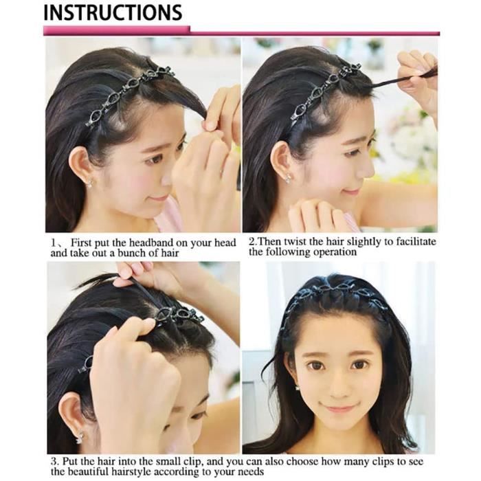 Serre tete Double Bangs Hairstyle Hairpin Double Bangs Coiffure epingle a Cheveux Double Layer Twist Plait Headband Hair Tools Cdiscount Au quotidien