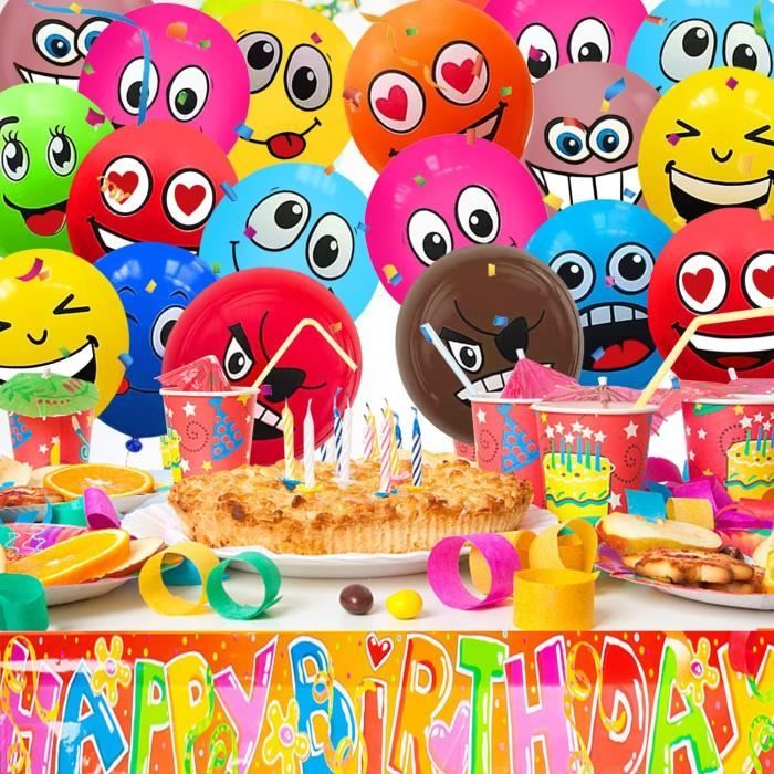 Ballons Anniversaire Emoticône Ballons Gonflables Multicolores Pour ...