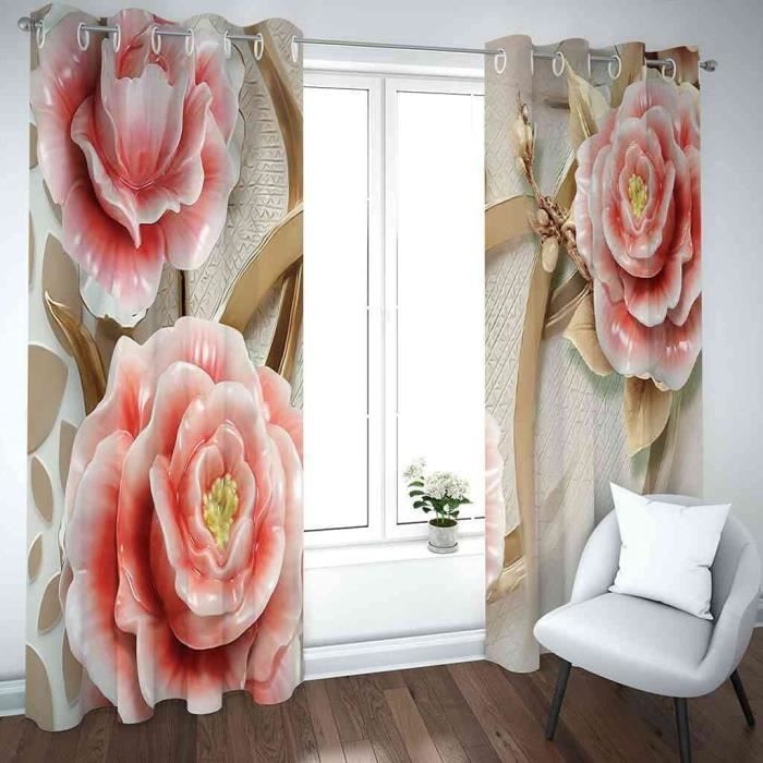 Rideau Occultant Isolant Thermique Rideaux À Oeillets,3D Jade Sculpture ...