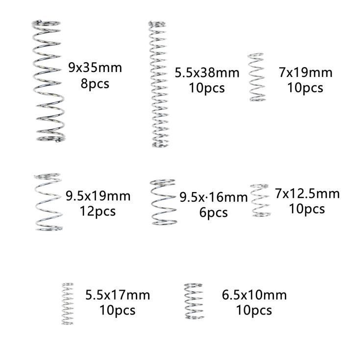 200 Ressorts de Compression, 20 Tailles Ressorts de Traction ...