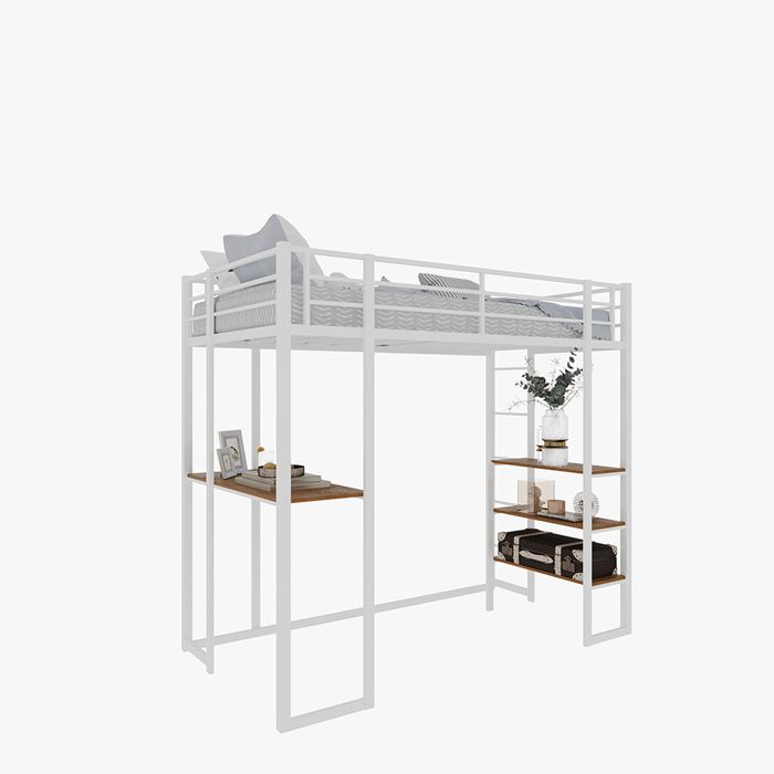 Lit cadre fer Avec bureau en L garde-corps échelle double face enfant ...