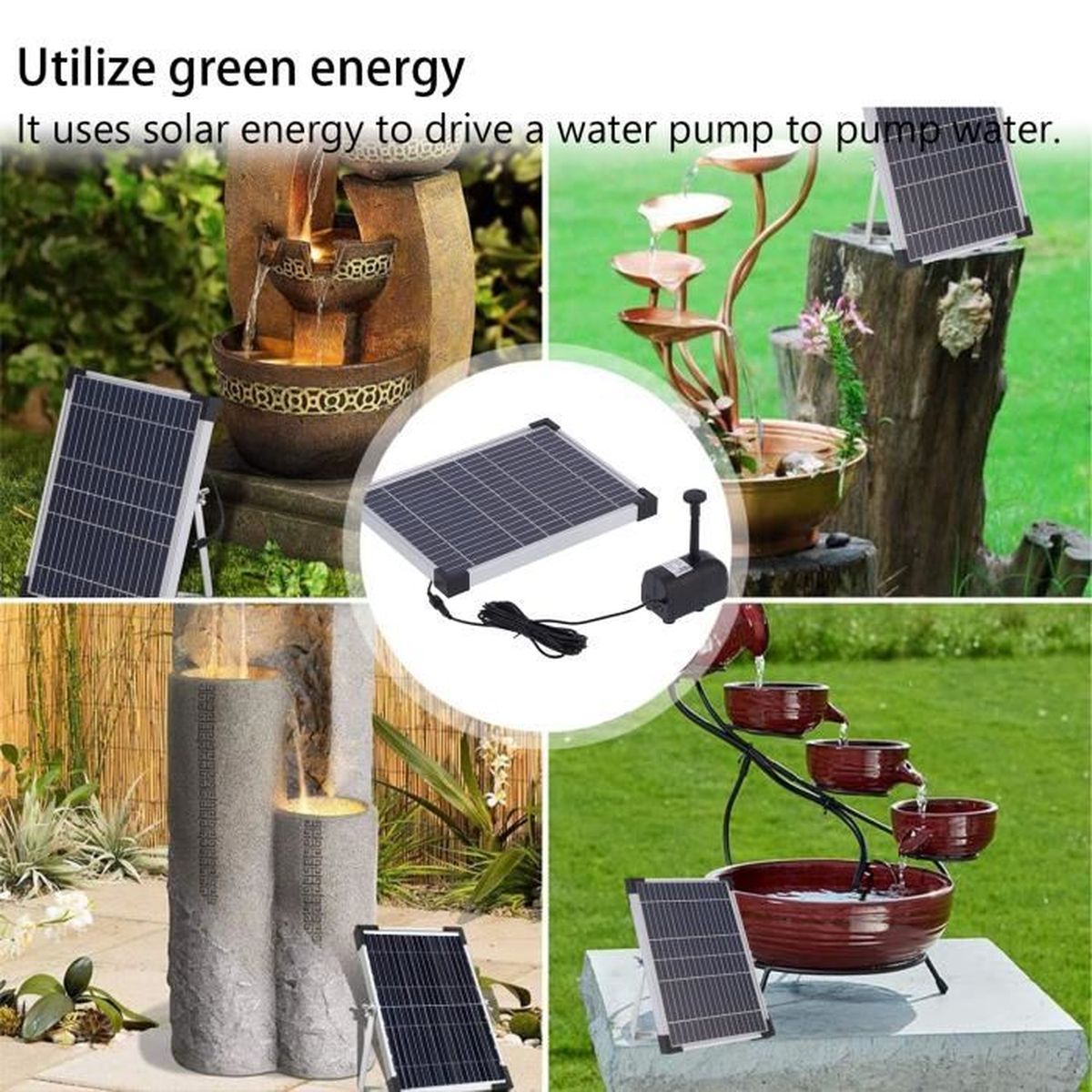 PAR- Pompe à fontaine solaire Pompe à eau solaire 17 V/10 W sans plug ...