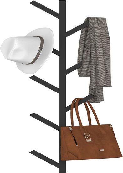Porte-manteau mural et porte-chapeaux en métal noir en forme d'arbre ...