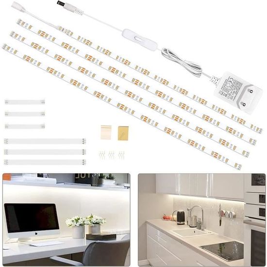 Ruban Led Blanc 2 M, 4 X 50 Cm, Bandes Led Adhésives, Bandes Led 220 V ...