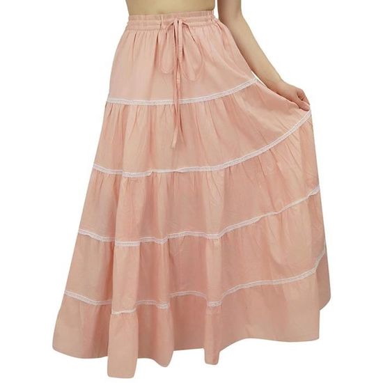 Jupe O2VTY longue Flaired coton Boho Maxi Bas taille élastique Indian ...