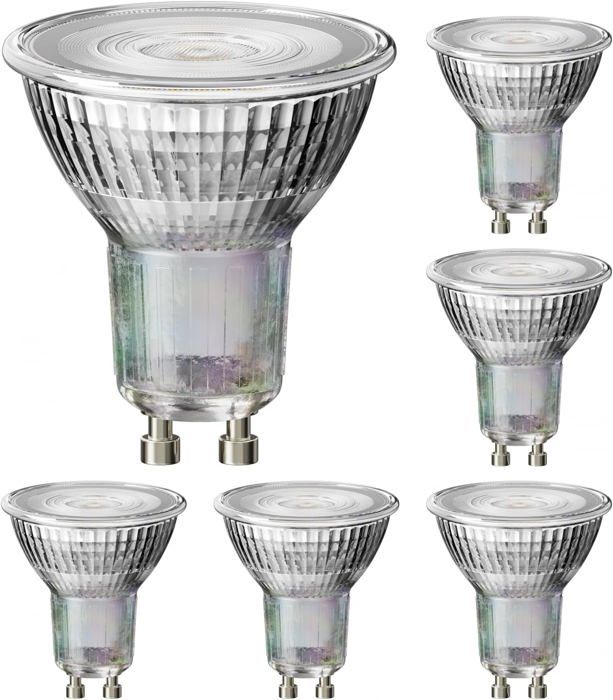 6 ampoules LED GU10, PAR16, blanc chaud (2800 K), 6,3 W, 374lm, 70 ...
