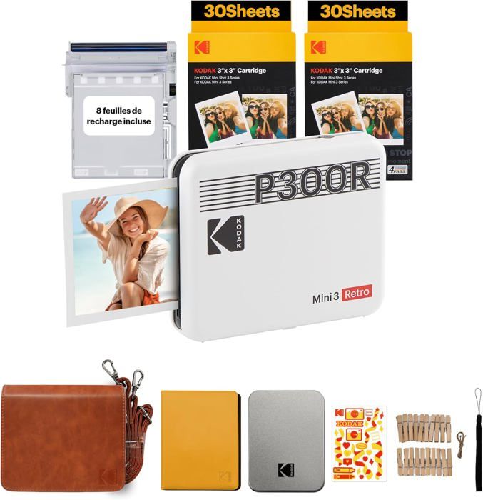 Mini 3 Retro,Imprimante Photo Portable,Impression Rapide,Photos Hd,54 X ...